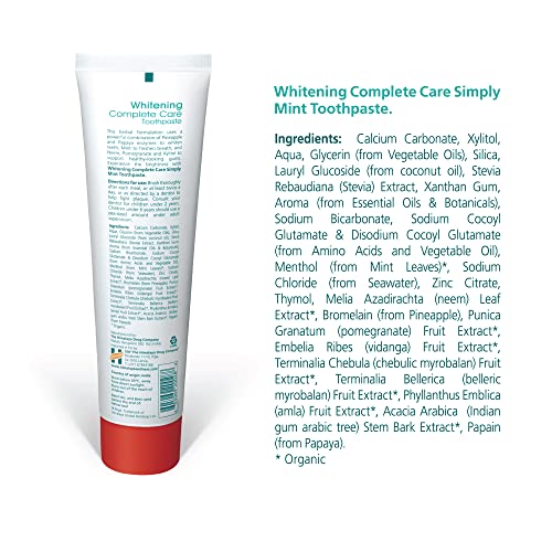 Himalaya Botanique Complete Care Whitening Toothpaste, Simply Mint, for a Clean Mouth, Whiter Teeth and Fresh Breath, 5.29 oz, 4 Pack