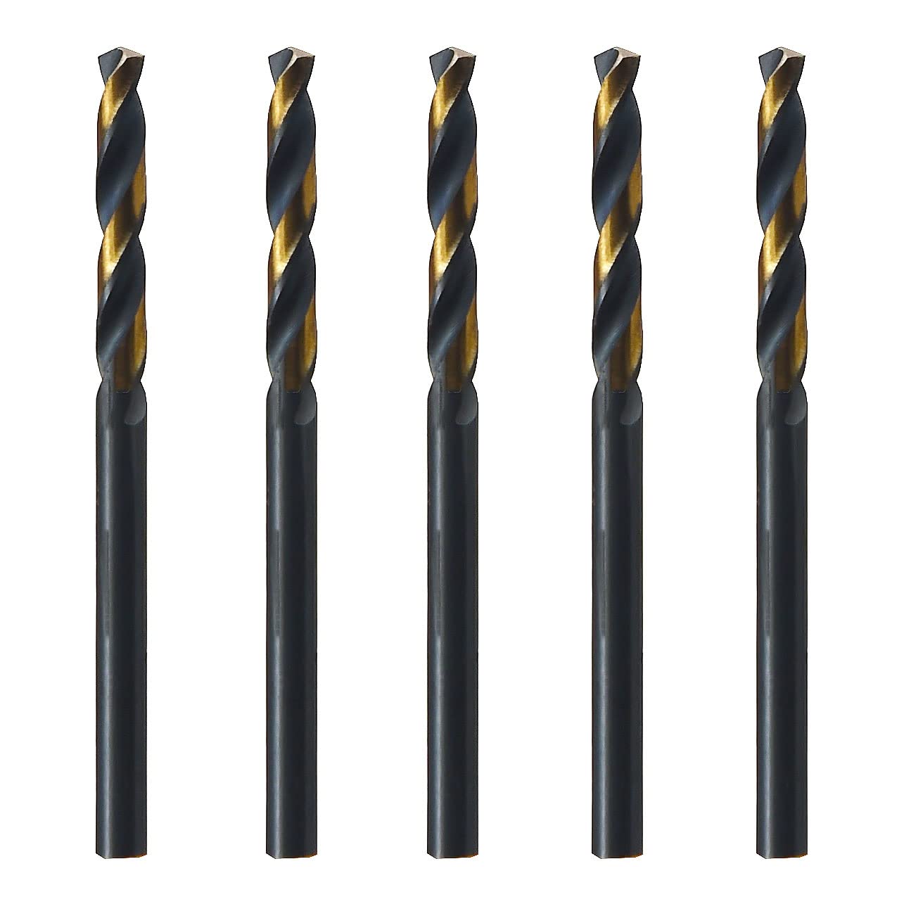 MAXTOOL 7/64" 5pcs Identical Screw Machine Drills HSS M2 Twist Stub Drill Bits Black & Bronze Fully Ground Straight Shank Short Drills; SMF02H10R07P5