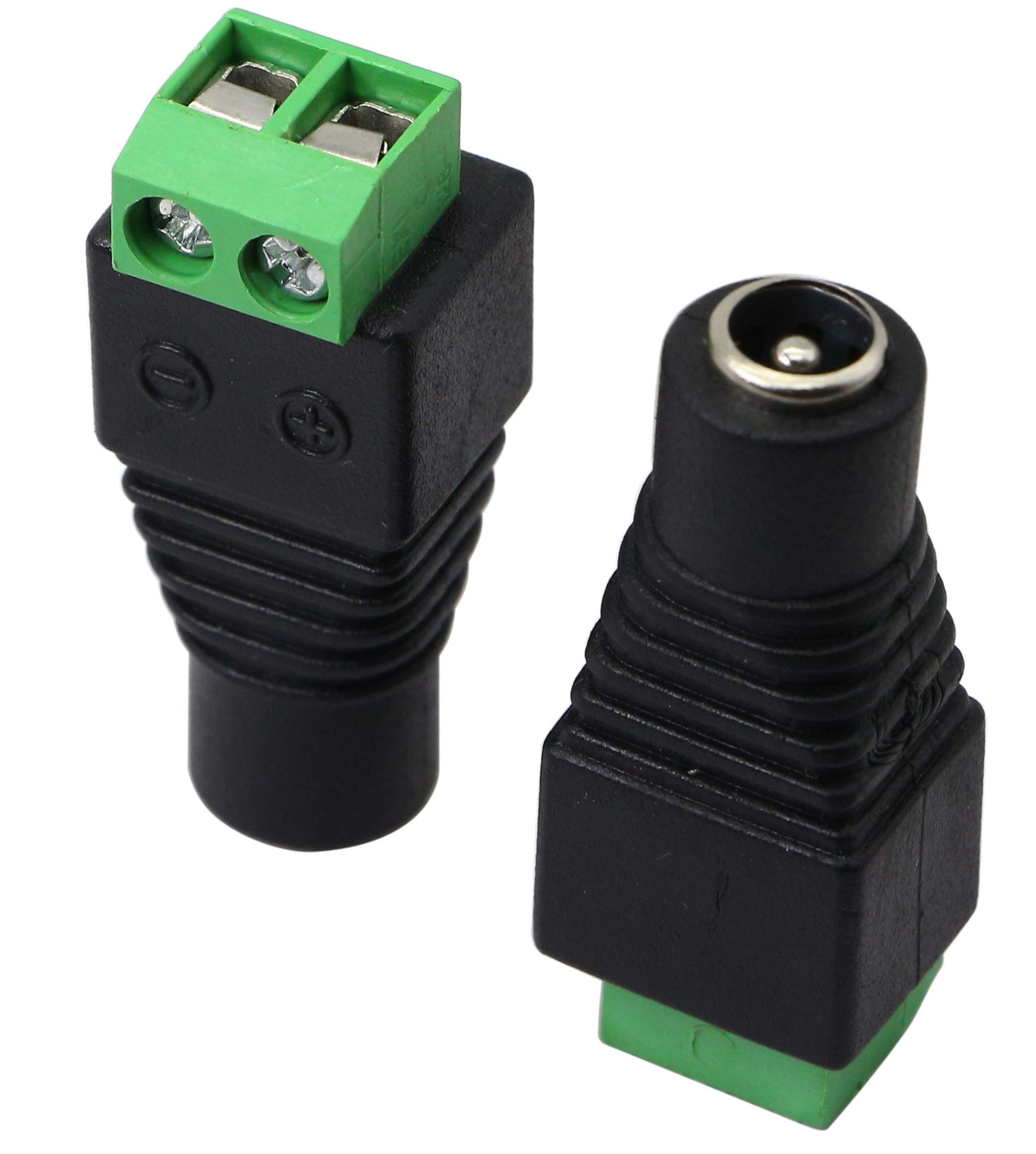 zdyCGTime DC 5.5 X 2.1mm Adapter 2.1 X5.5mm Female Barrel Power Jack to 2 Pin/Way Female Bolt Screw Type terminals Adapter Connector for CCTV Security Camera, LED Strip Light (20pack Female)