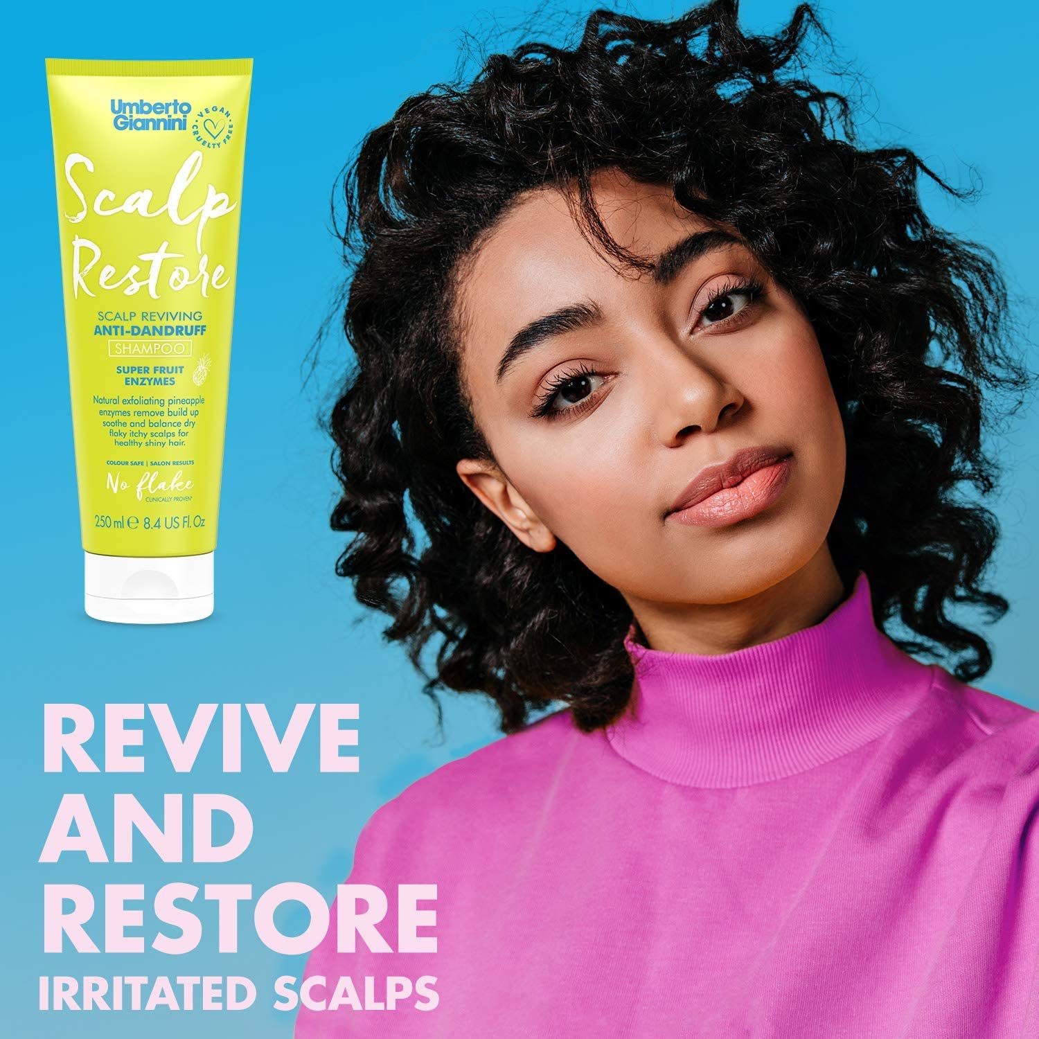 Umberto Giannini Scalp Restore Balancing Shampoo, Vegan & Cruelty Free Scalp Reviving Formula with Super Fruit Enzymes, 8.5fl Oz