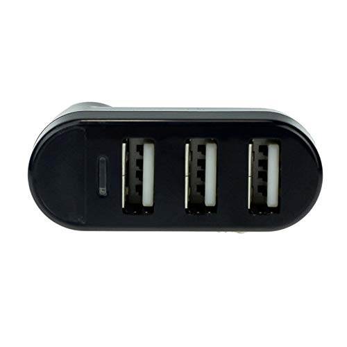 Lysee Data Cables - 3 Ports Hub USB 2.0 Mini Rotate Splitter Adapter for PC Notebook Laptop BK - (Color: Black)