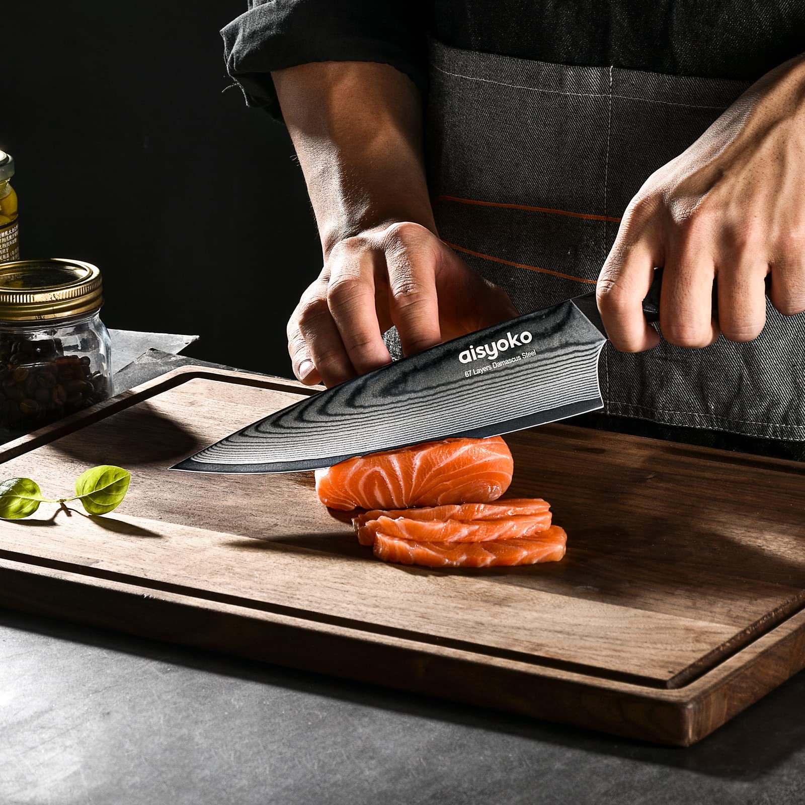 aisyoko Damascus Chef Knife 8 Inch Sharp Kitchen Knife Japan VG-10 Stainless Steel Carbon Ultra Sharp Kitchen Cooking Knife, Ergonomic G10 Handle Deluxe Gift Box