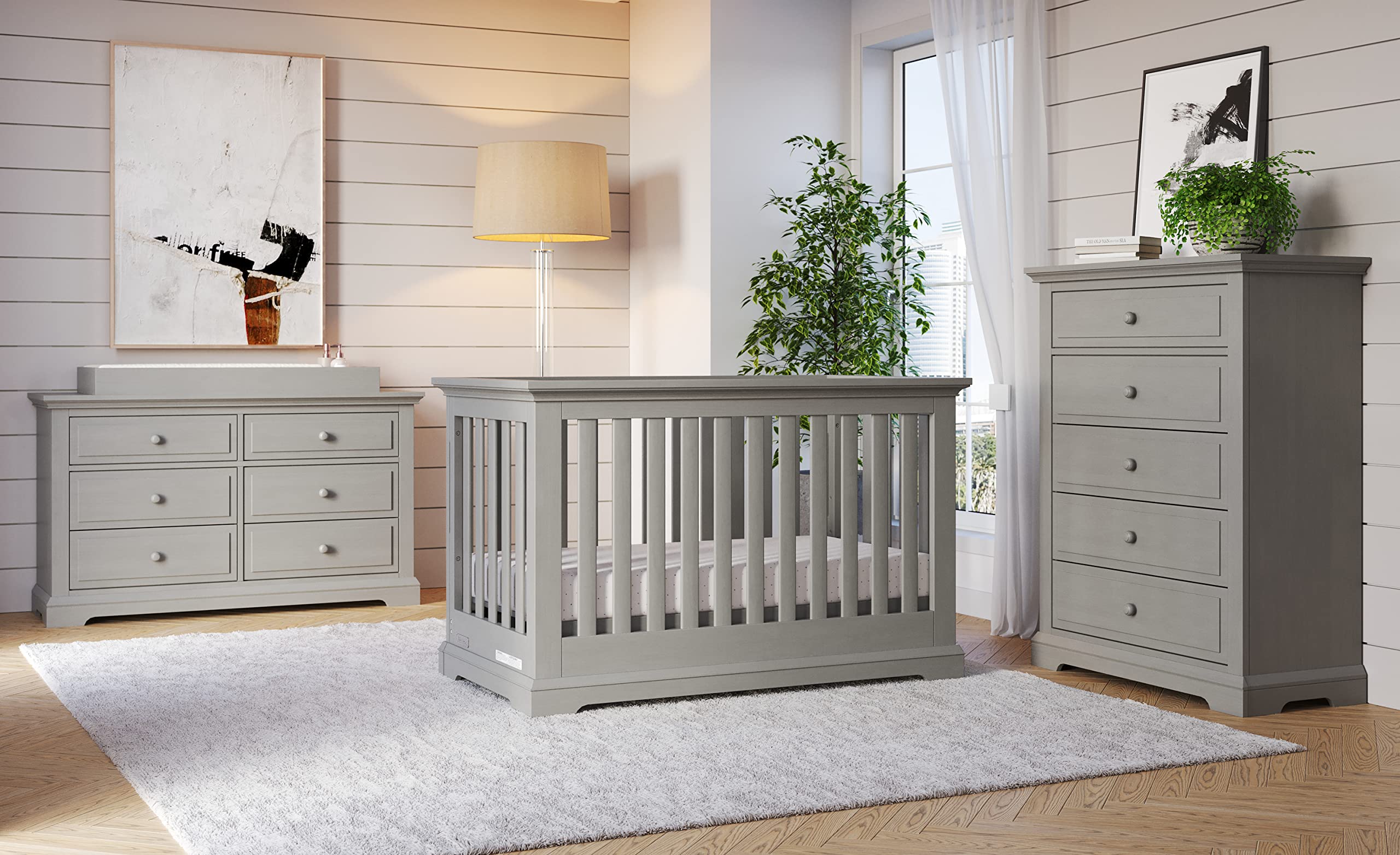 Child Craft Jordyn Select 6 Drawer Double Dresser, Classic Style with Wood Knobs (Lunar Gray)