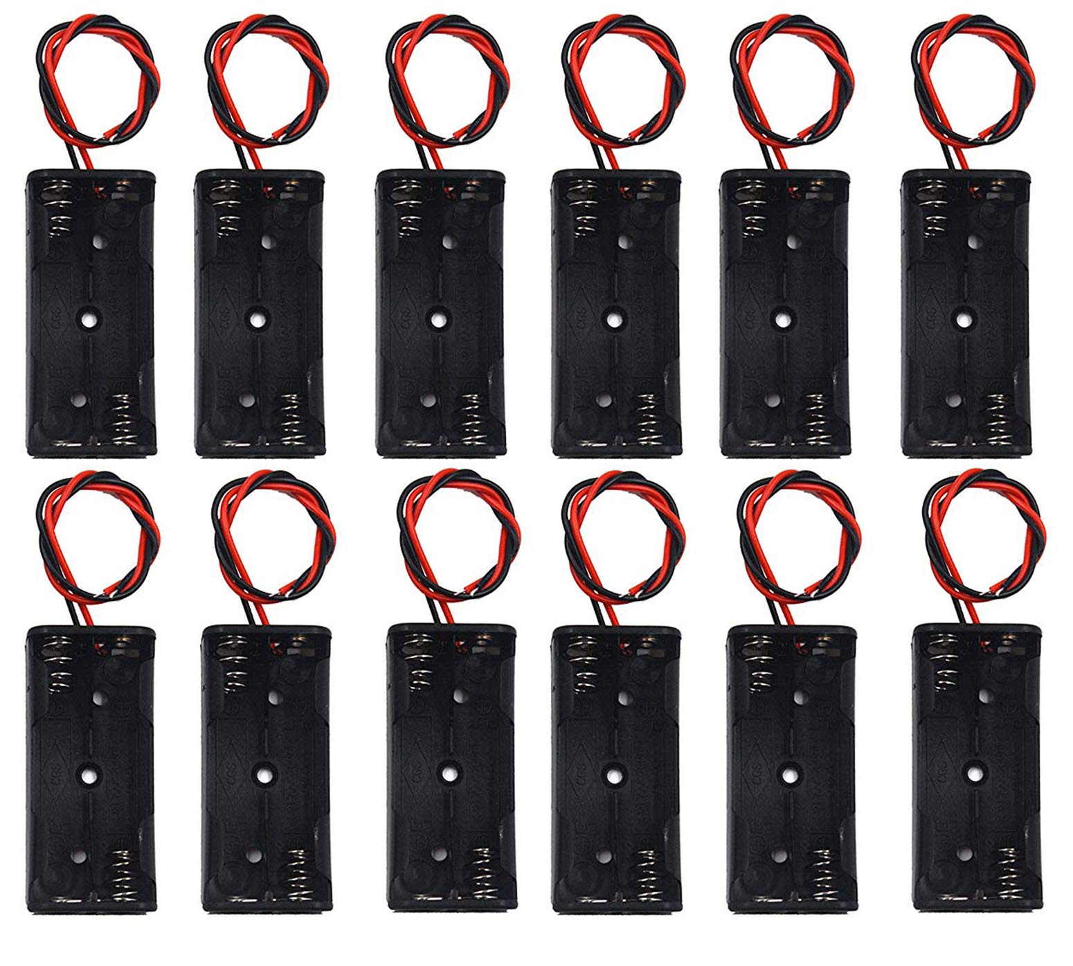 LAMPVPATH (Pack of 12) AAA Battery Holder, 2 X 1.5V AAA Battery Holder with Leads, AAA Battery Holder with Wires