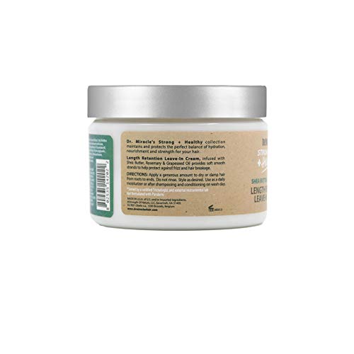 Dr.Miracle's Strong & Healthy Length Retention Leave In Cream. Contains Shea Butter, Rosemary and Grapeseed oil 12 oz