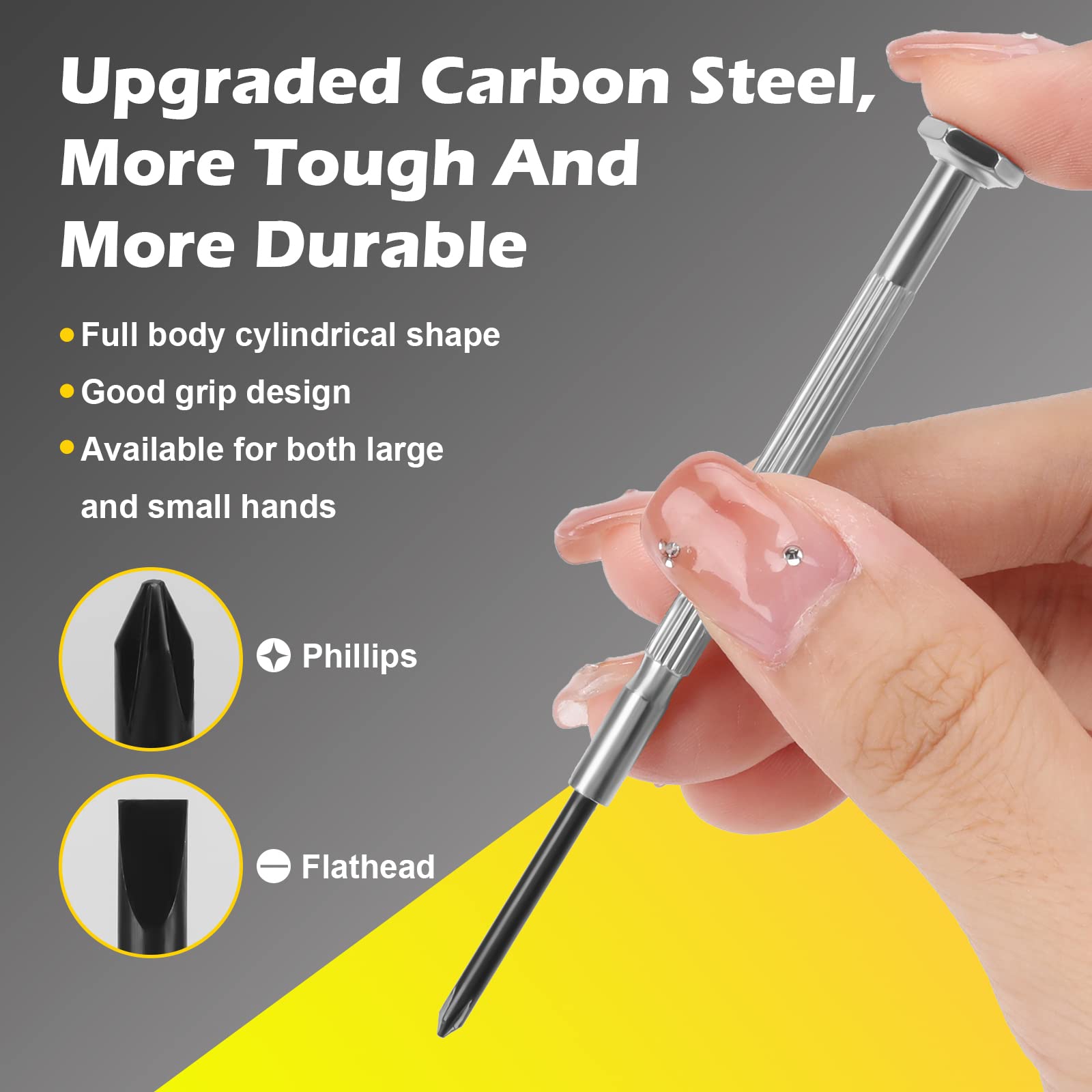 6PCS Small Screwdriver Set - SuCiiBo Premium Mini Screwdriver Set with 6 Different Size Flathead and Small Phillips screwdriver for Electronics, Jewelry, Watch, Toys, Computer Repair