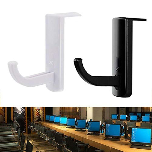 Magik 4-8 Pack Plastic Headphone Holder Earphone Headset Hanger Rack Stand Hook for Computer Internet Bar Desk Office (4 Pack, Black)