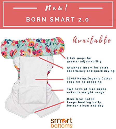 No Prep Cloth Diaper for Newborns β Smart Bottoms Born Smart 2.0 β Natural Fiber Interior (White)