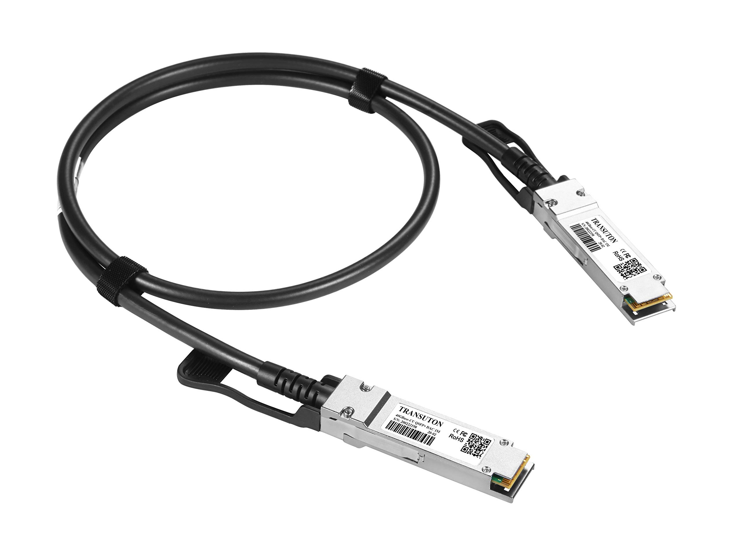 TRANSUTON 40G QSFP+ DAC Passive Cable - 40GBASE-CR4 Passive Direct Attach Copper Twinax QSFP+ Cable for Juniper Switch, 40Gb/s QSFP to QSFP - Fiber Optic InfiniBand Cable, 0.5-Meter(1.64ft)