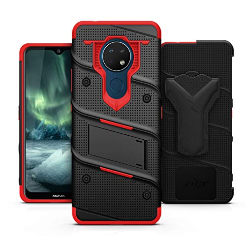ZIZO Bolt Series for Nokia C5 Endi Case with Screen Protector Kickstand Holster Lanyard - Black & Red