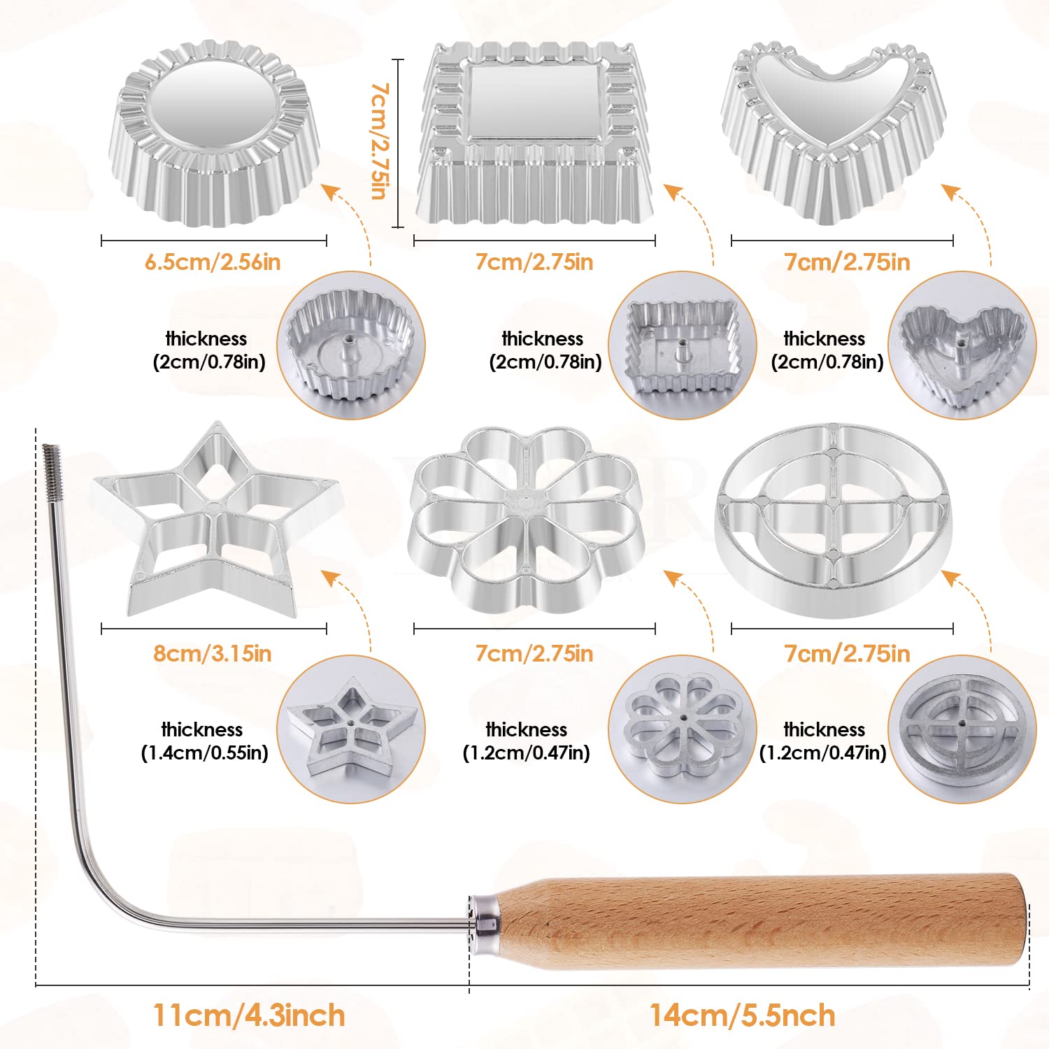 7 Pieces Rosettes Timbale Set, Rosette Iron Set with Handle, Lotus Flower Bunuelos Cookie Maker Mold, Funnel Cake Maker Kit…