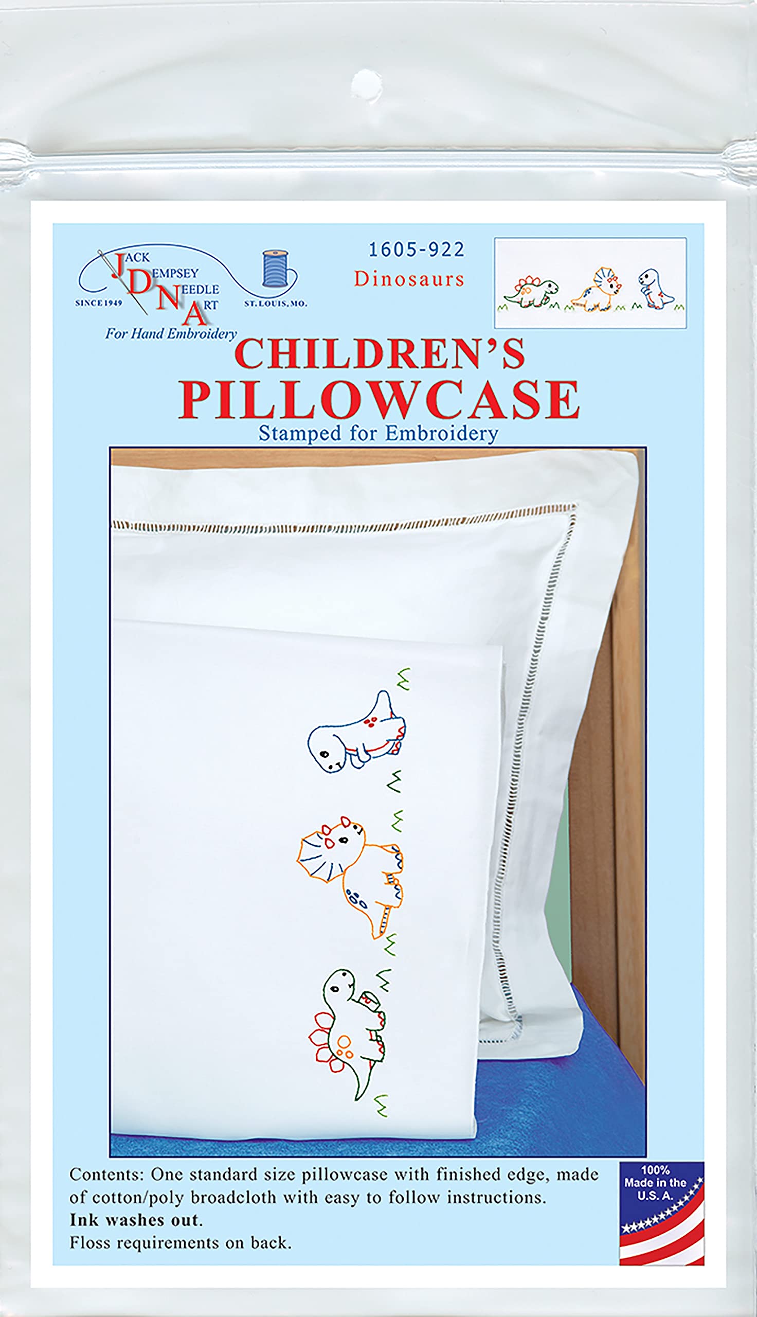 Jack Dempsey Pillowcase Childrens Dinosaurs, White