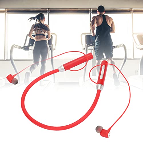 BT 5.2 Neckband Earbuds, Wireless Magnetic Headphones, IPX5 Waterproof Stereo Ergonomic Enhanced Bass Sports Earphone with Multi Functional Buttons for Exercising (Red)