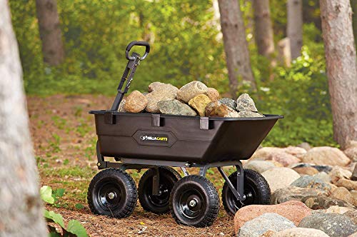Gorilla Carts Heavy-Duty Poly Yard Dump Cart | 2-in-1 Convertible Handle, 1200 lbs Capacity | GOR6PS Model & Oregon 54-026 Bar and Chain Oil, 1 Quart
