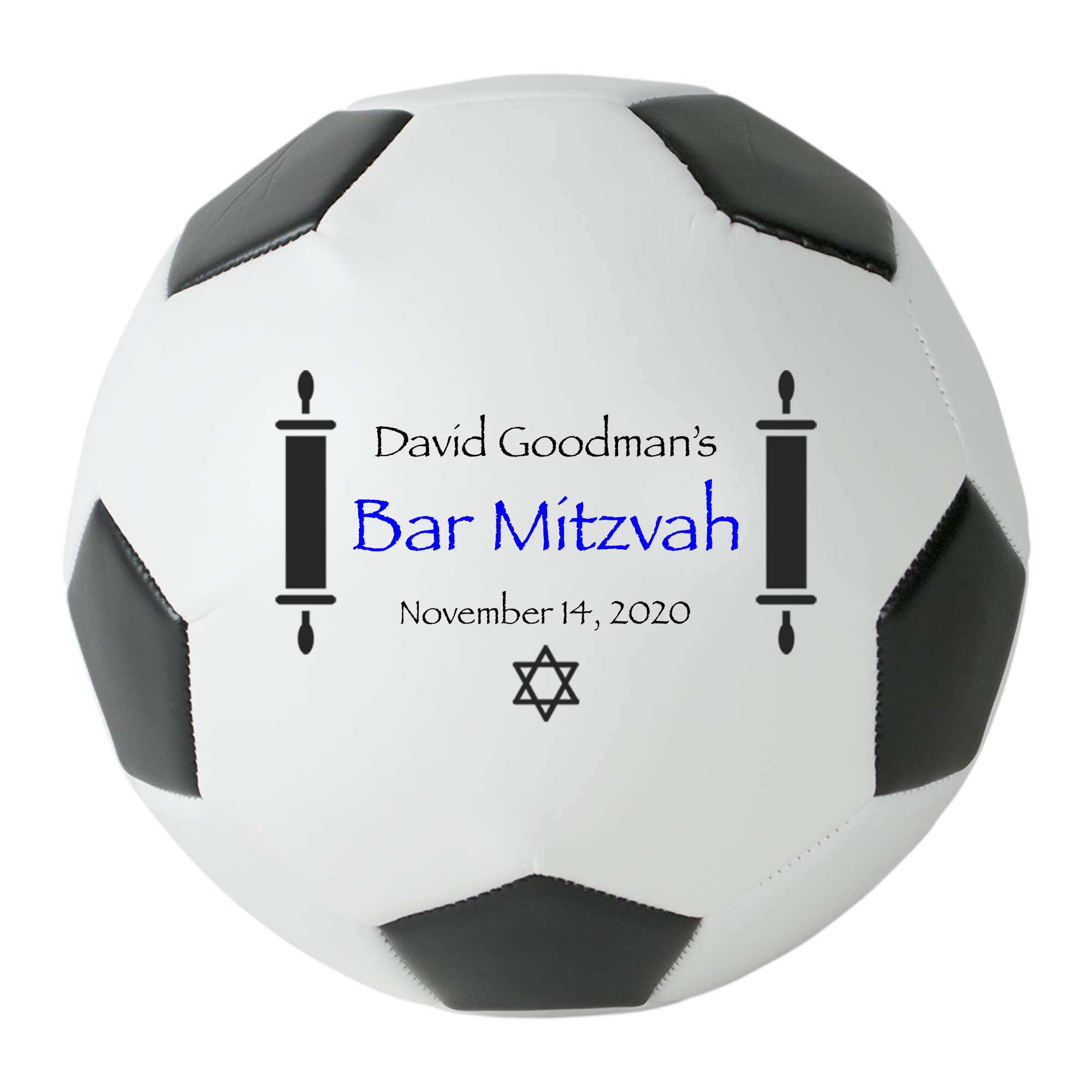 Personalized Sports Balls Bar Mitzvah Soccer Ball, Size 5 (27-28 cm circumference), 1 Set, 1 Piece, 1 Item Package Quantity