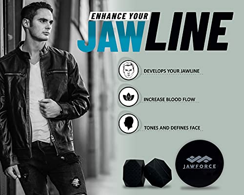 JawForce Jaw Exerciser for Men & Women, Small Size Jawline Exerciser with Breath Freshener - Define your Jawline and Neck - Black Advanced Level
