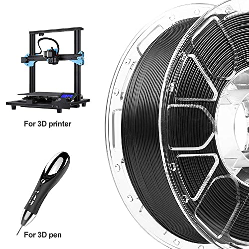 Comgrow PLA 3D Printer Filament, 3D Printer Filament 1.75mm, 1kg Spool Filament (2.2lbs), Dimensional Accuracy +/- 0.03mm, PLA Black, fit Most FDM 3D Printers