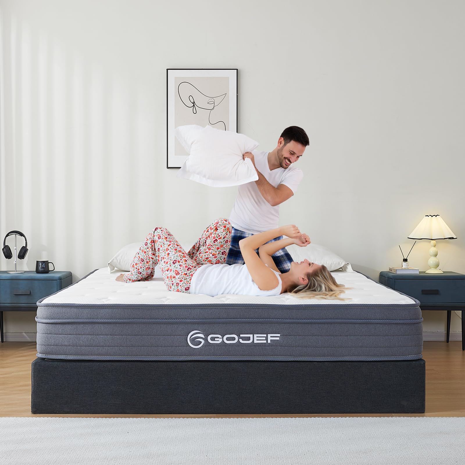 Gojef Twin Mattress, 10 Inch Twin Size Hybrid Mattress in a Box with Independent Spring, Soft and Comfortable, Pressure Relief, CertiPUR-US Certified, Medium