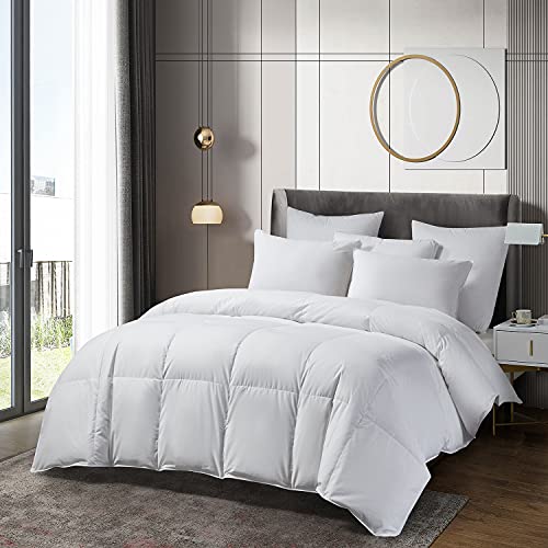 Beautyrest Sateen Cotton European White Down Comforter - All Season Warmth, Made in USA โ King Size