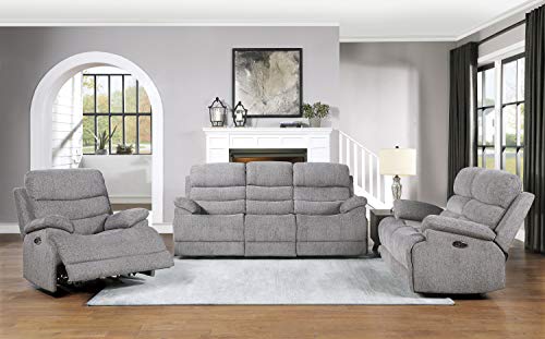 Lexicon Betong Power Double Reclining Sofa, Smoke Grey