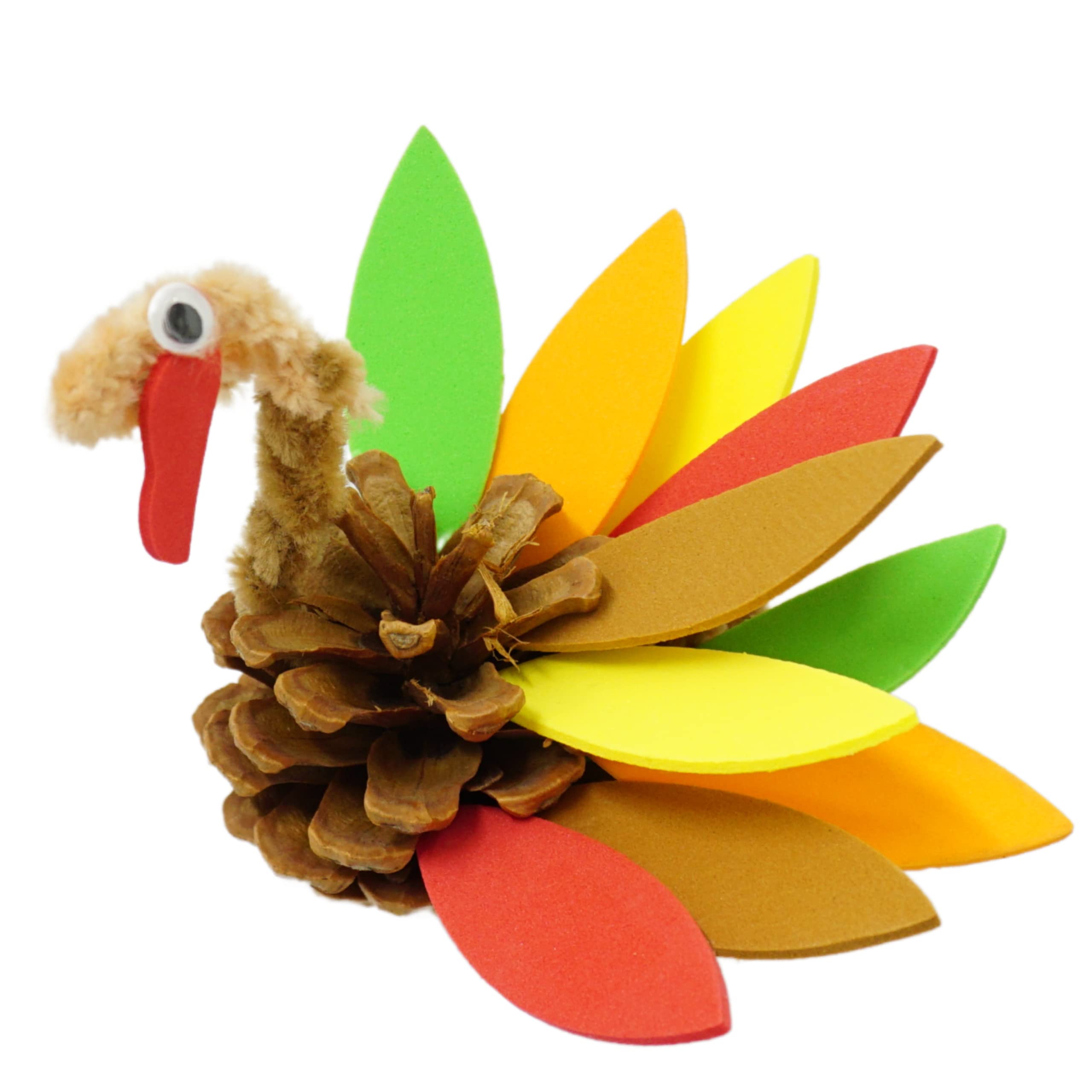 4E's Novelty Pinecone Turkey Craft Kit (12 Pack) DIY Thanksgiving Crafts for Kids, Teens, Adults, Thanksgiving Dinner Activity, Classroom Project, Table Centerpiece Decorations