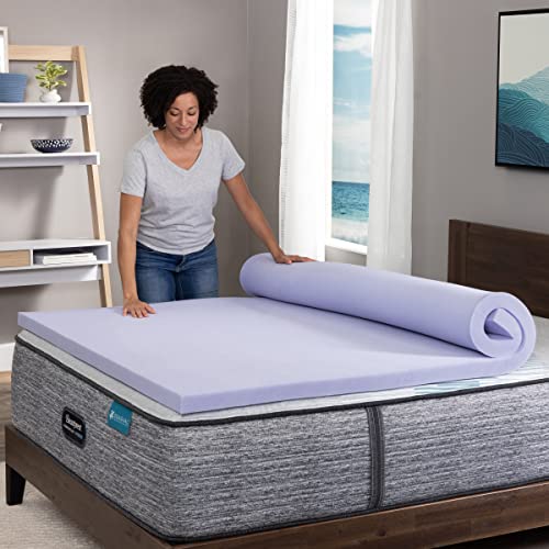 BEAUTYREST, Lavender Colored, Aloe Gel Bead, Pressure Relieving Memory Foam Mattress Topper, 2 inch, Queen
