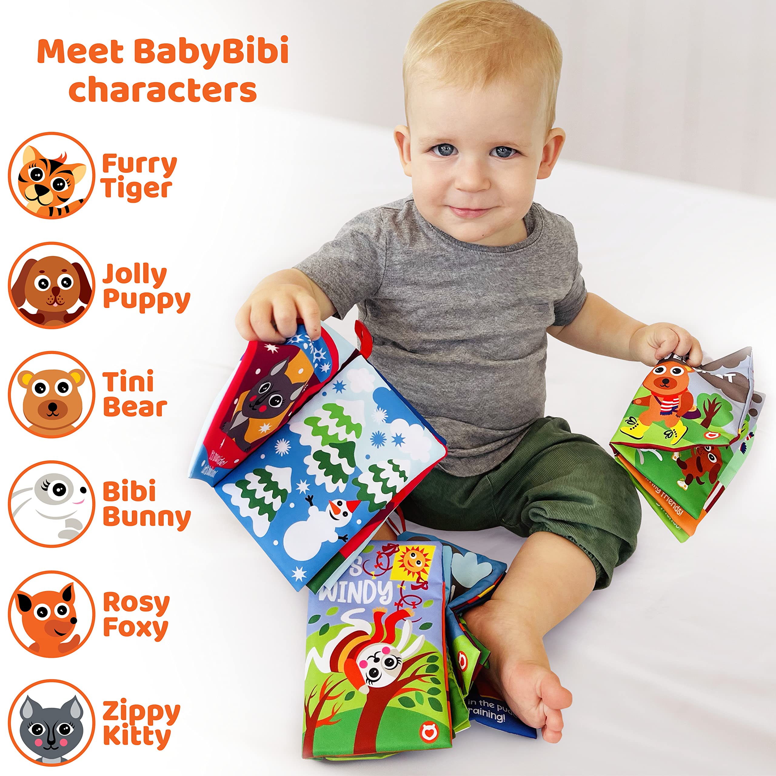 Cloth Books for Babies Weather Themed- Soft Baby Books Features Characters About Weather - Soft Baby Toys for Learning and Brain Development