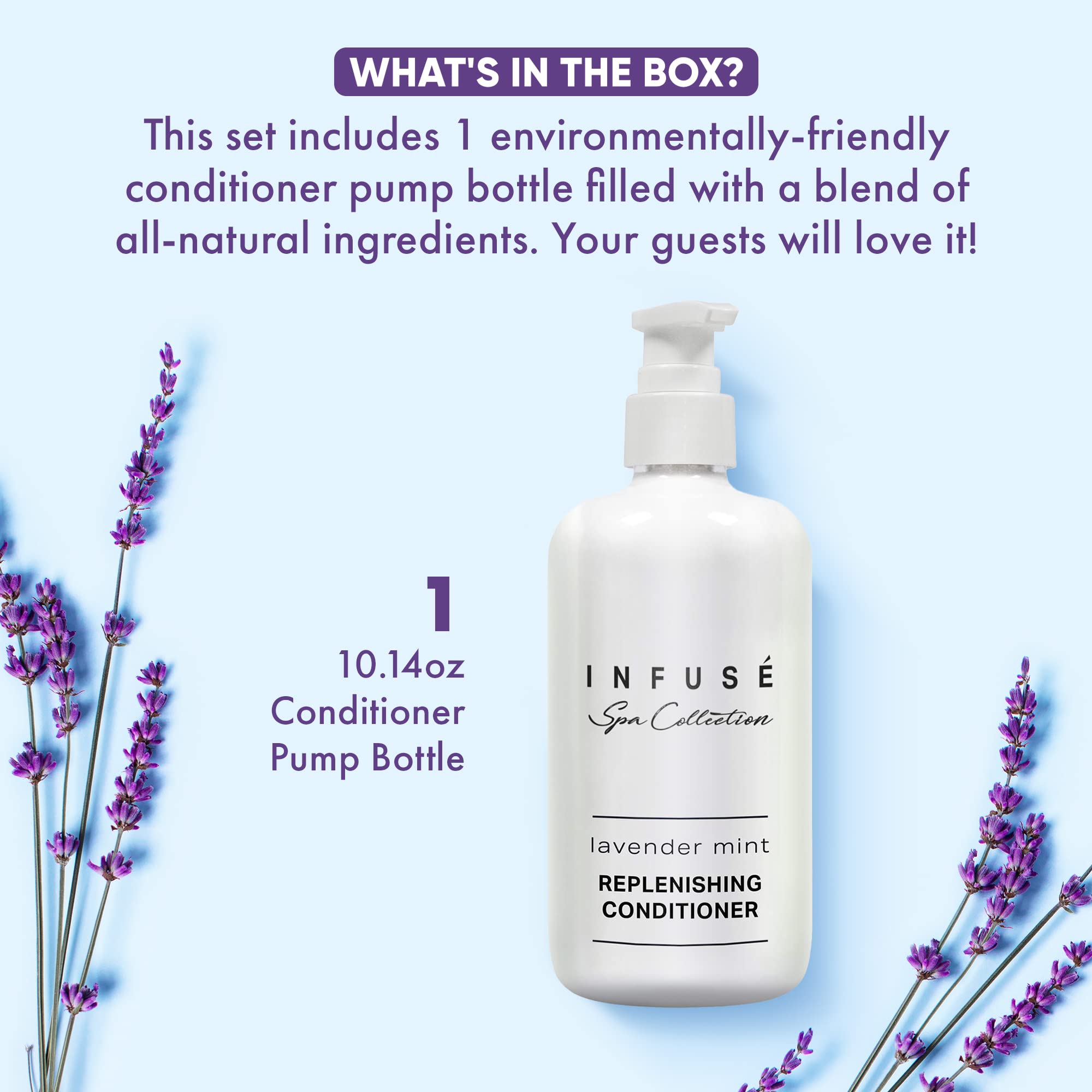 Terra Pure Infuse Lavender Mint Conditioner | Spa Collection | Hotel Amenities in Pump Bottle | 10.14 oz. / 300 ml (Single Bottle)