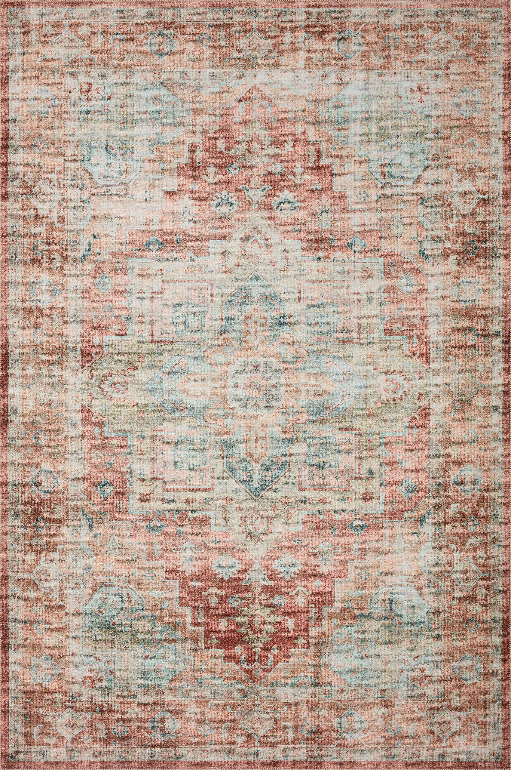 Loloi II Heidi Collection HEI-01 Terracotta/Aqua 6'-0" x 9'-0" Area Rug