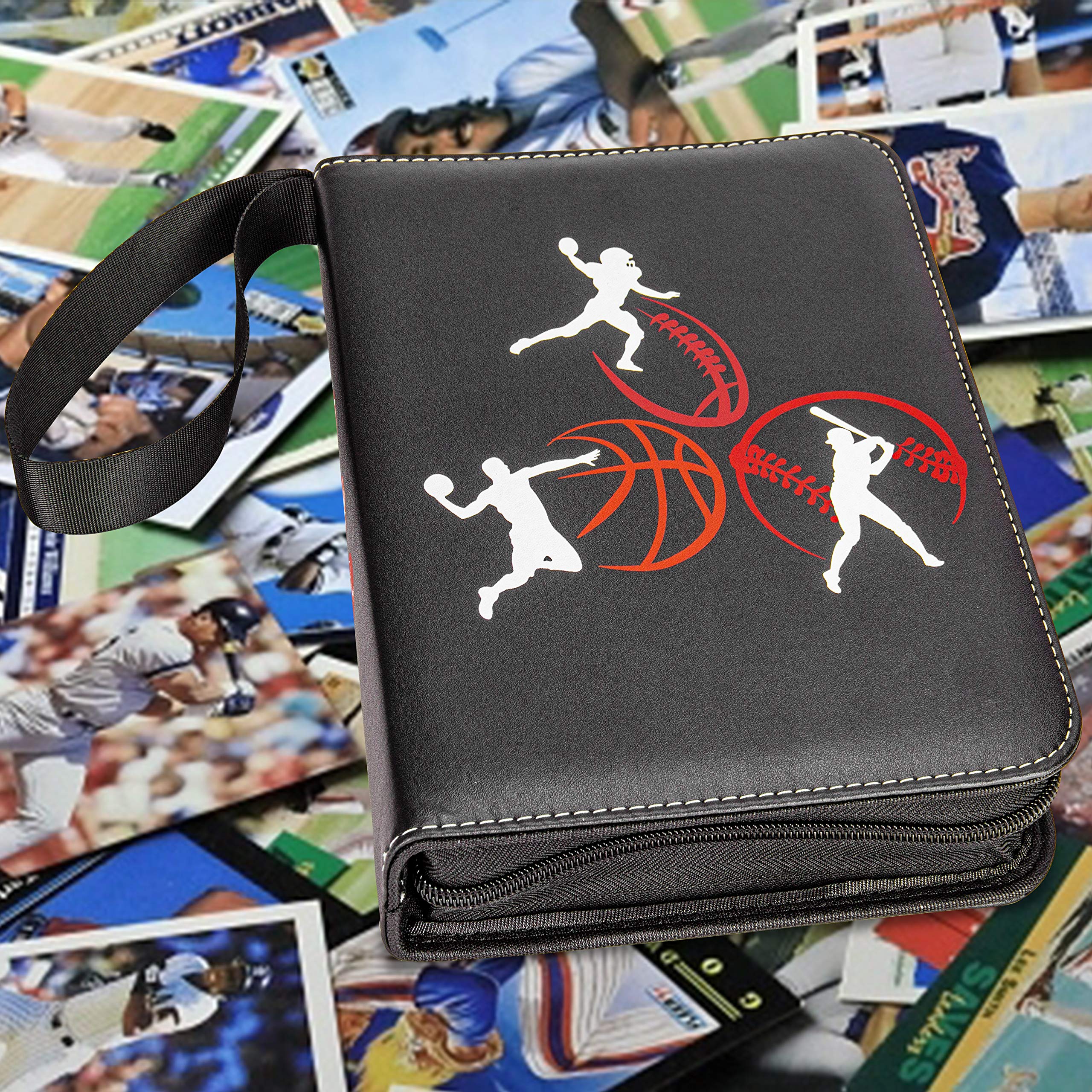 CLOVERCAT 4 Pocket Sports Card Binder Parent (4 Pocket, 400 Cards, Multi Sports, Brown)