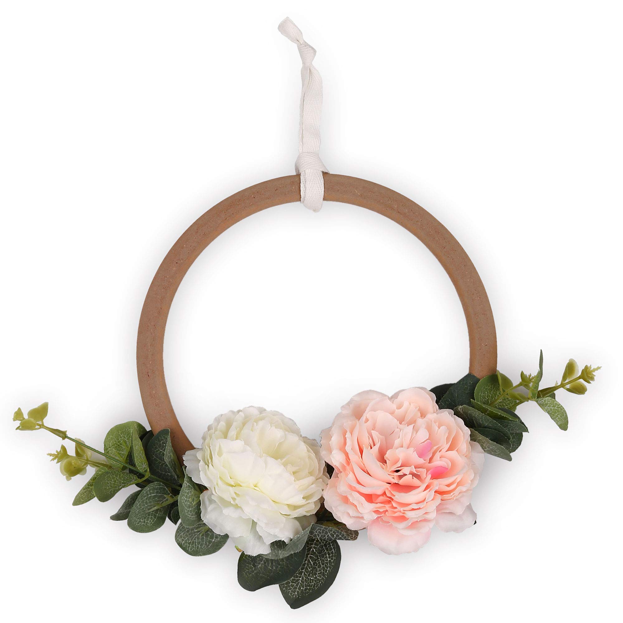 Pink and White Floral Wooden Ring Nursery Wall Decor - Farmhouse Collection by The Peanut Shell