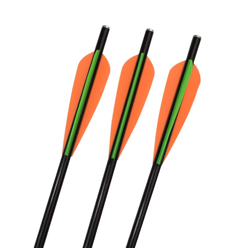 8031 Fiberglass Crossbow Bolts 14Inch Hunting Archery Arrows 12PCS/Pack (One Green Two Orange Vanes)