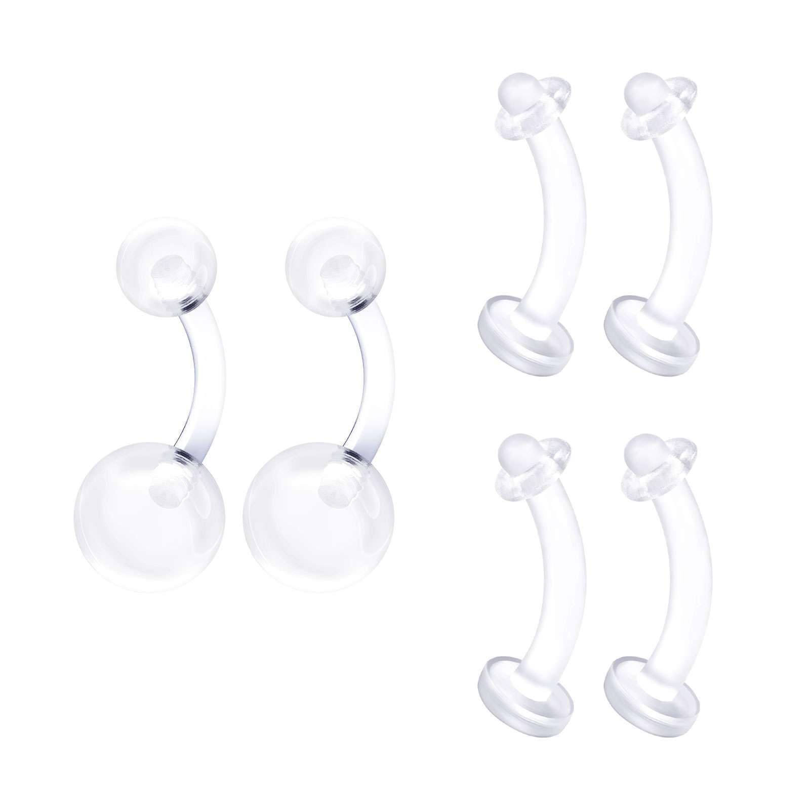 4PCS Flexible Acrylic Clear Belly Button Ring Retainer 14 Gauge 1/2 12mm Navel Bar Earrings Piercing Jewelry 2474