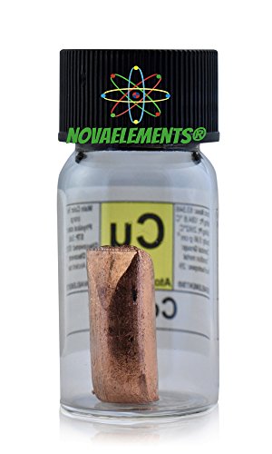 Metallic Copper Element 29 Cu, Cylinder> 8 Grams 99.99% in Glass Vial with Label