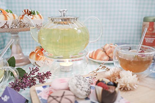 Teabloom Vienna Glass Teapot – Stain-Free Glass with Removable Loose Tea Infuser – Stovetop Safe – Dripless Spout – 24 oz / 700 ml (1-2 Cups)