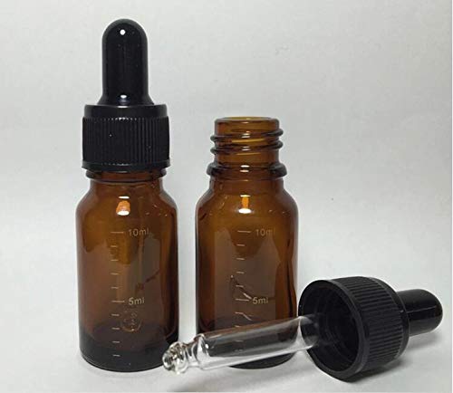 ericotry 3Pcs 100ML /3.4oz Empty Refillable Amber Glass Graduated Dropper Bottle Essential Oil Cosmetics Elite Fluid Container Jar Pot Holder with Glass Pipette Dropper