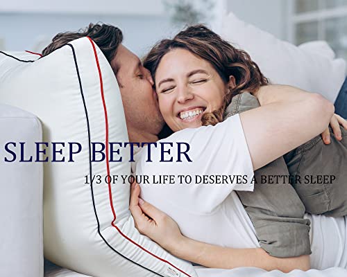 Bedufsar Bed Pillows King Size Set of 2, Hotel Quality Firm and Supportive Gusseted Pillows for Side and Back Sleepers, Cooling Down Alternative Fluffy and Soft Pillow (20x34 in)