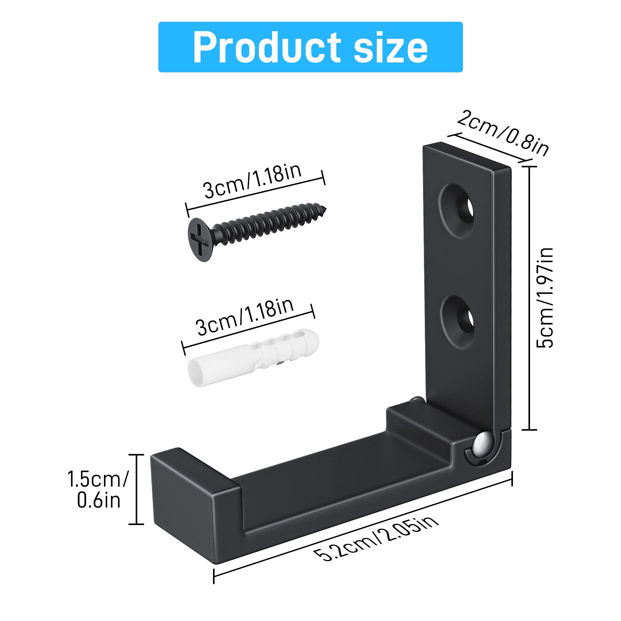 3 Pack - FUNDIARY Folding Wall Mount for Oculus Quest 2, VR Headset Wall Hooks for Meta Quest 2 Accessories, Stand Bracket Bundles with Screws, Wall Stand Hanger - Balck