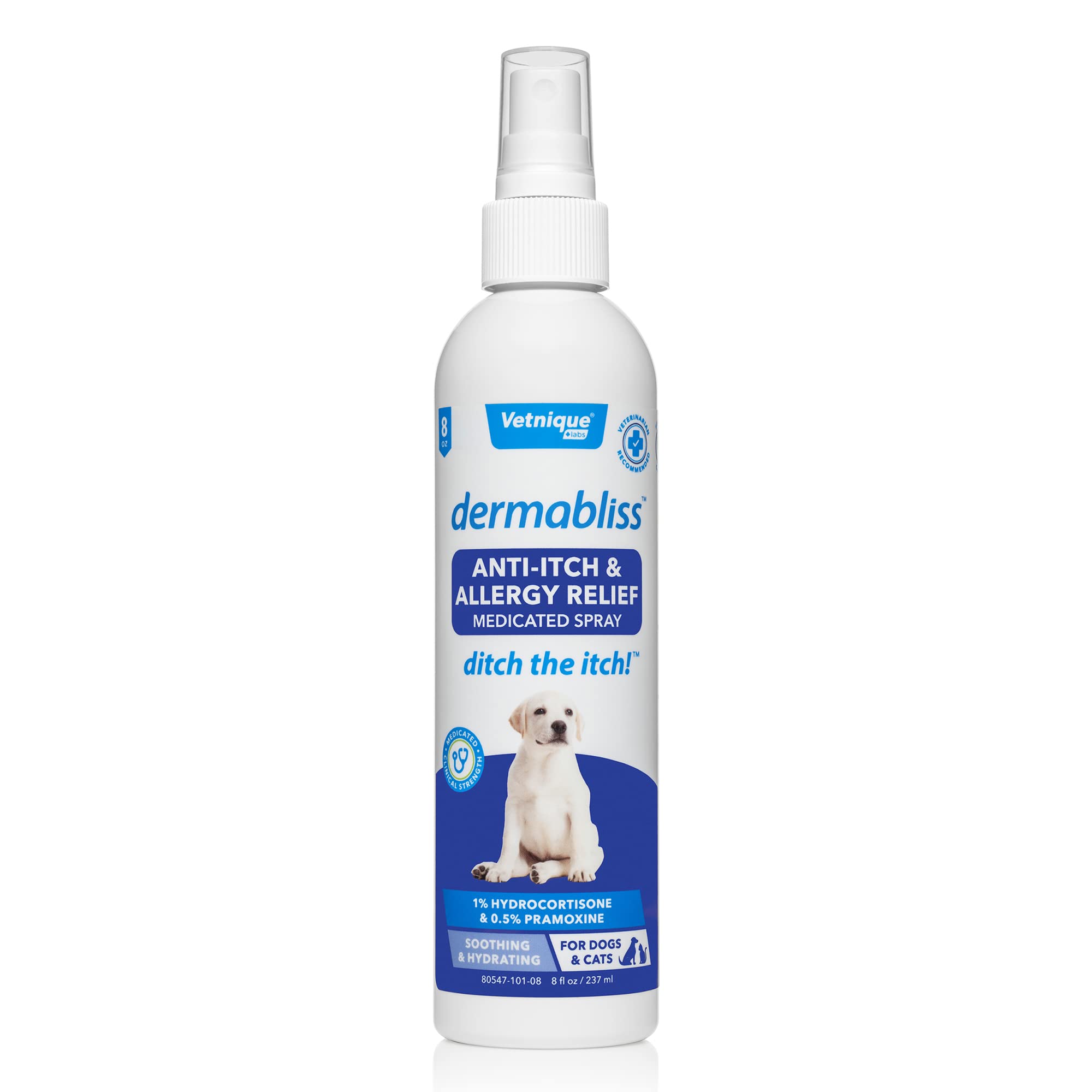 Vetnique Labs Dermabliss Allergy Chews 60ct & Dermabliss Anti-Itch/Allergy Relief Spray (8oz) Bundle Complete Skin Allergy Relief for Dogs with Dog Allergy Supplements, Hydrocortisone Spray for Dogs