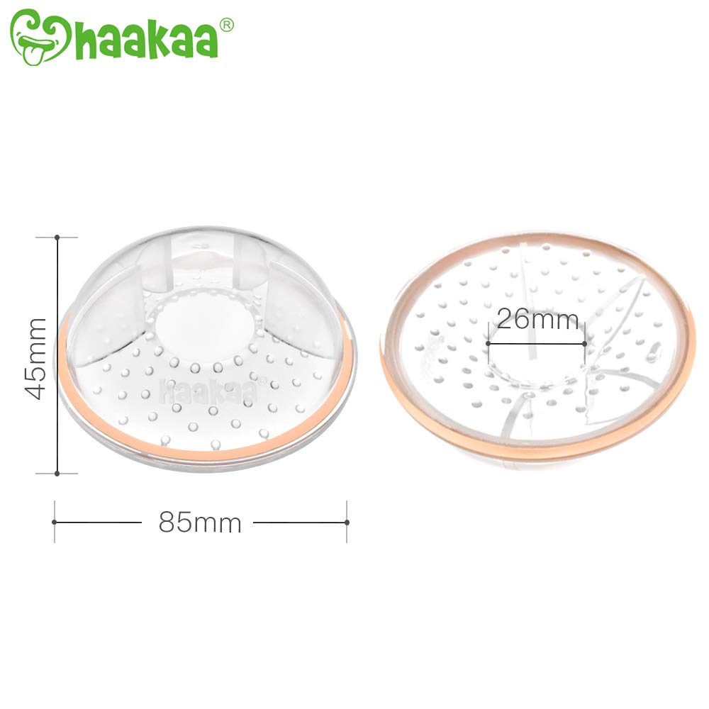 haakaa Breast Milk Collector Breast Shells Breast Milk Catcher Milk Savers Nipple Shells for Breastfeeding, Reusable & Easy to be Placed Under Bras, 2 Pack