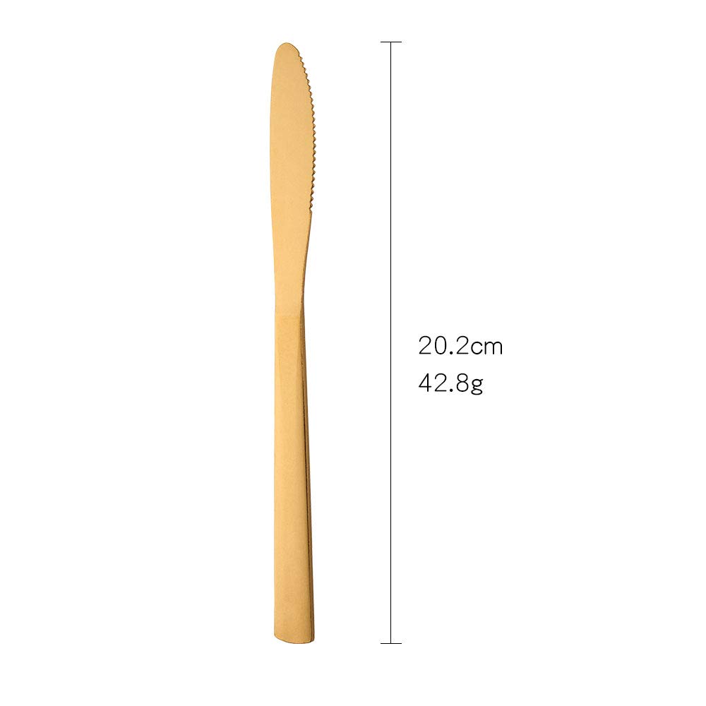 7.9-Inch Dinner Knives Pack of 12 for Restaurant Home Catering, BUY&USE Gold Stainless Steel Cutlery Set
