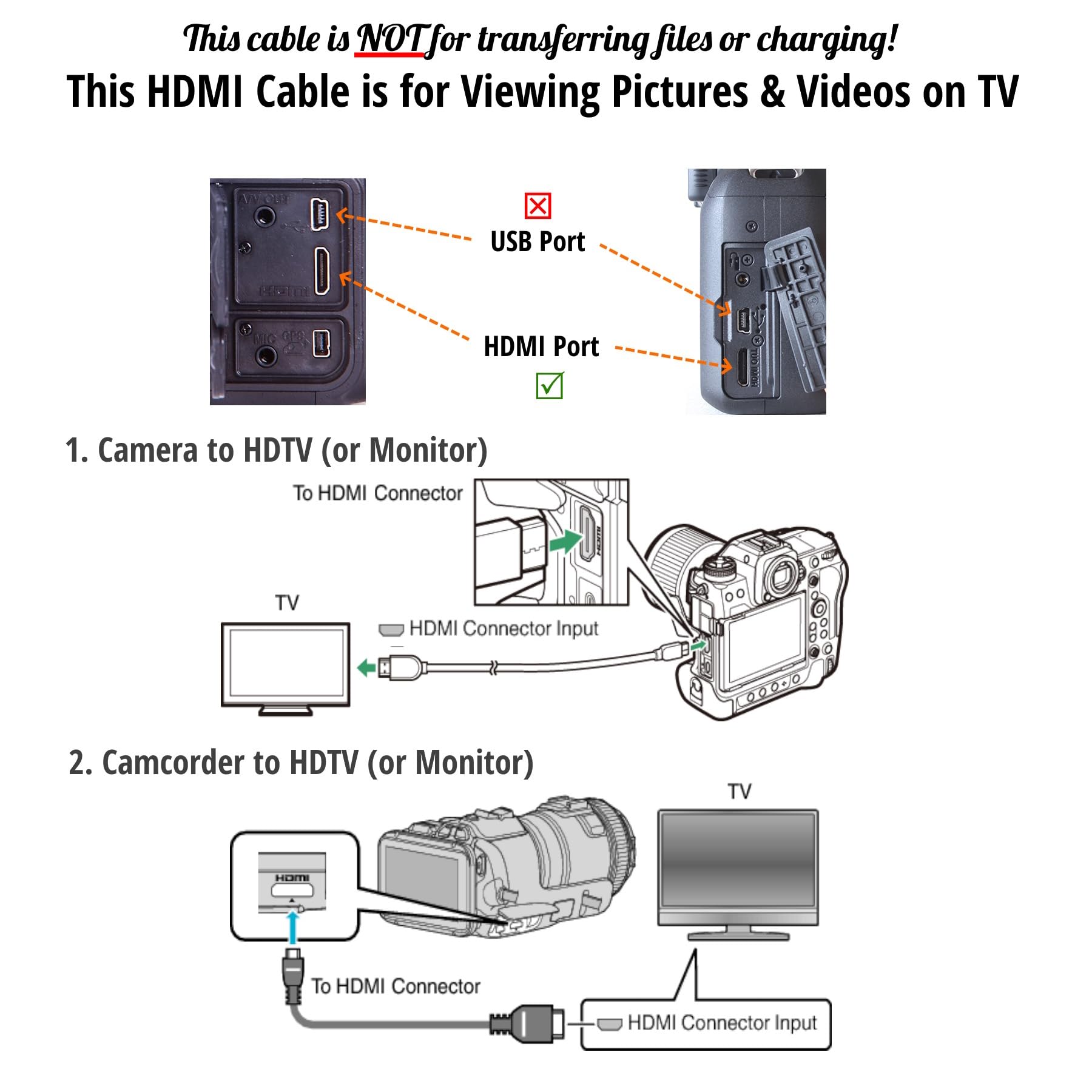 ienza HC-E1 HDMI Adapter Cable for Nikon Cameras, Compatible with Nikon D3500, D5600, Z6, D7500, D750, D850, D5300 and More (See Complete List of Compatible Models Below)