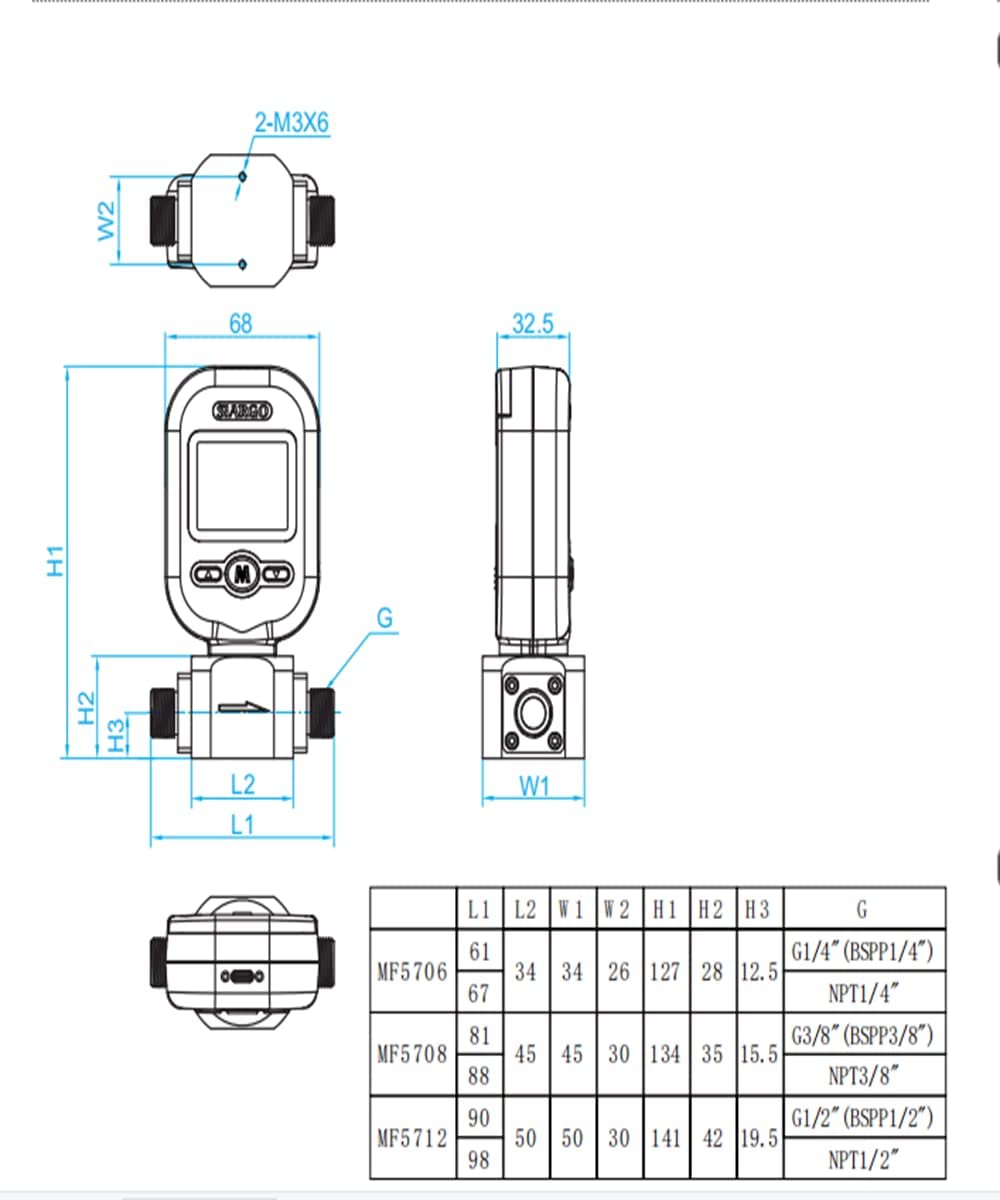 cjc Digital Gas Flow Meter Tester, Portable Gas Mass Air Nitrogen Oxygen Flow Rate Meter (MF5706 (0-20L/min))