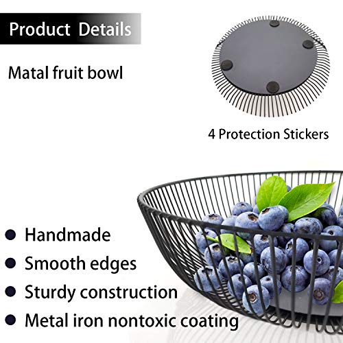 TEETOOKEA Metal Wire Fruit Basket, Creative Minimalist Housewares Metal Iron Fruit Storage Bowls Holder for Kitchen Counter, Home Decor, Table Centerpiece Decorative (Hemisphere)
