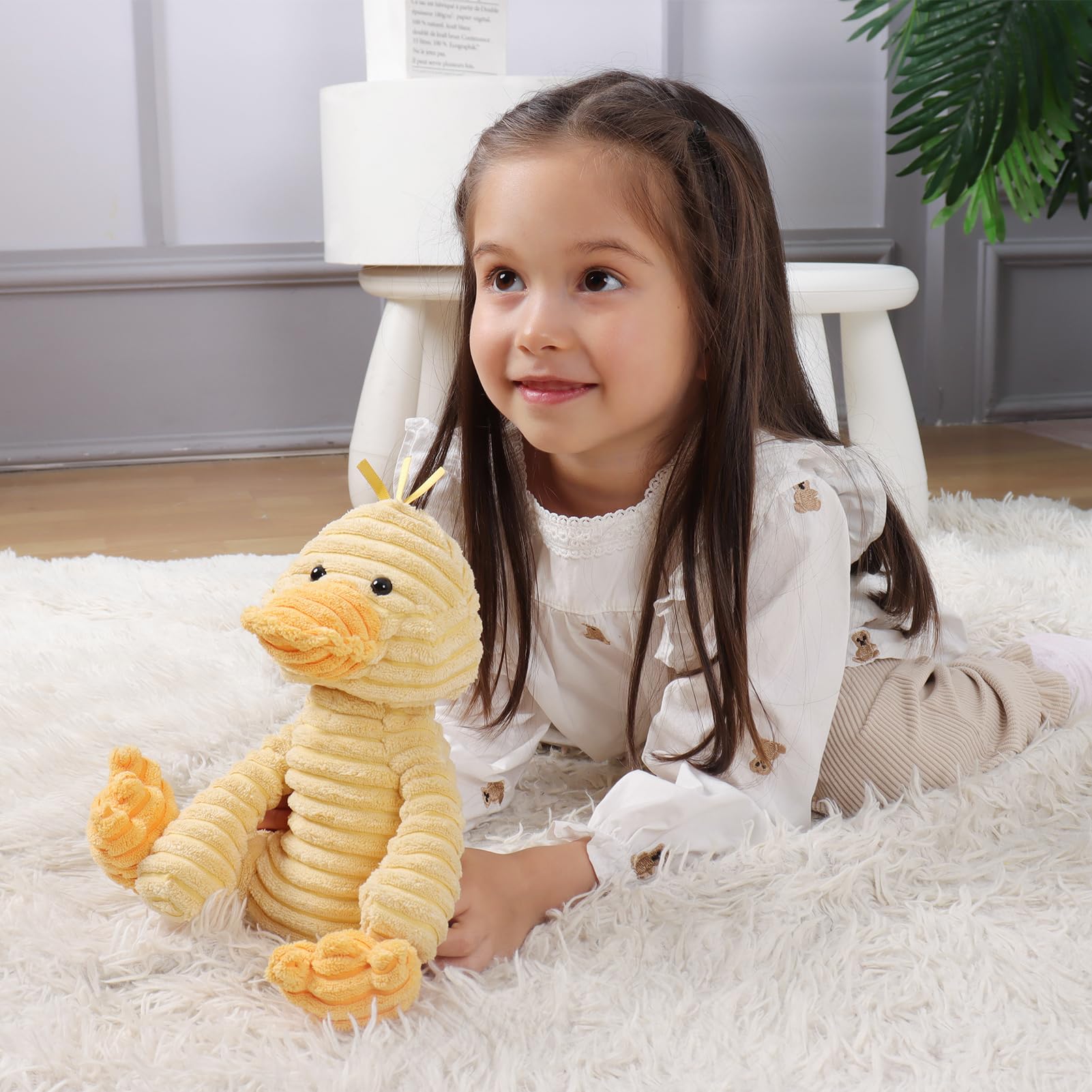 Apricot Lamb Toys Plush Corduroy Duck Stuffed Animal Soft Cuddly Perfect for Child (Corduroy Duck, 8.5 Inches)