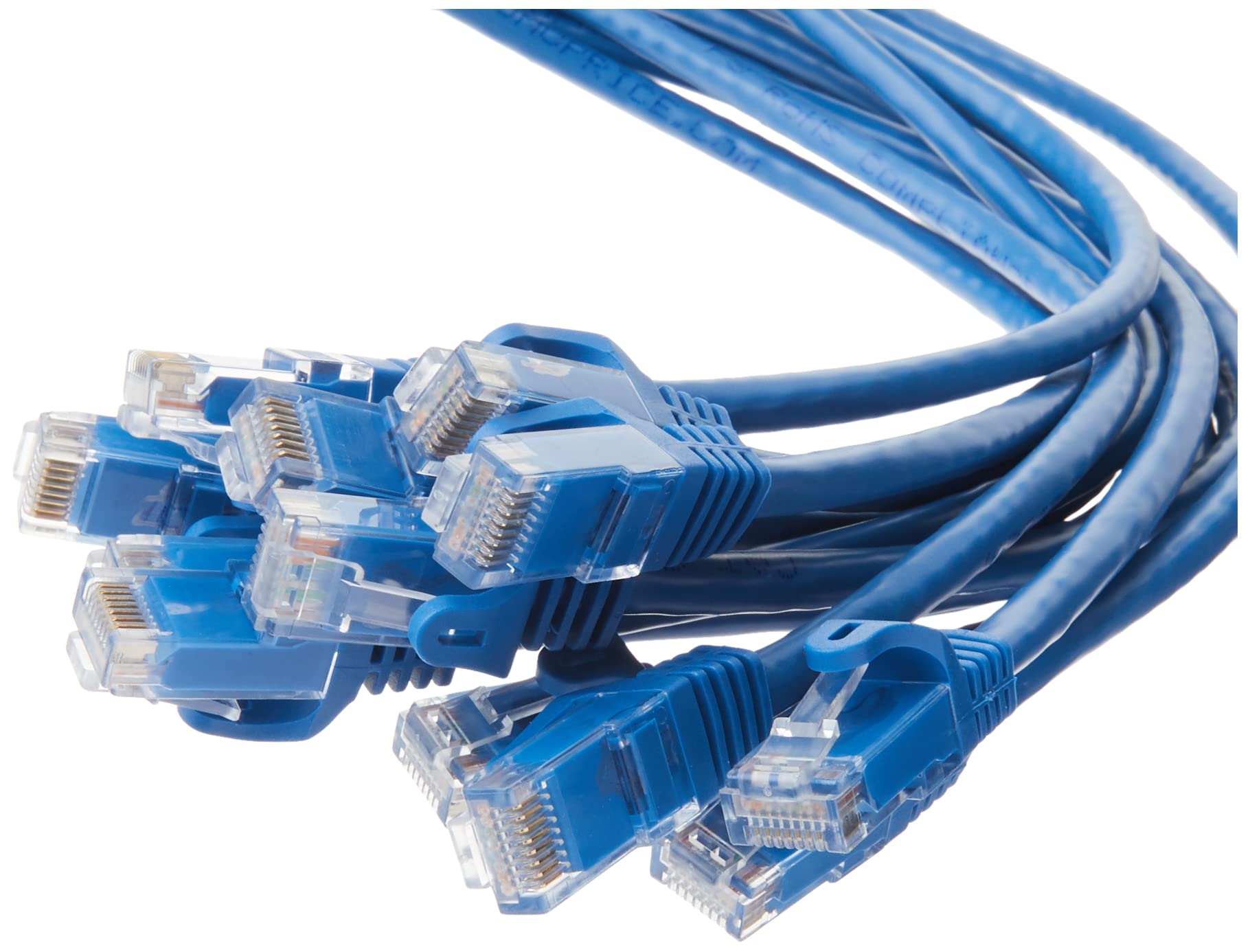 Monoprice Cat6 1ft Blue 12-Pk Patch Cable UTP 24AWG 550MHz Pure Bare Copper Snagless RJ45 Flexboot Series Ethernet Cable