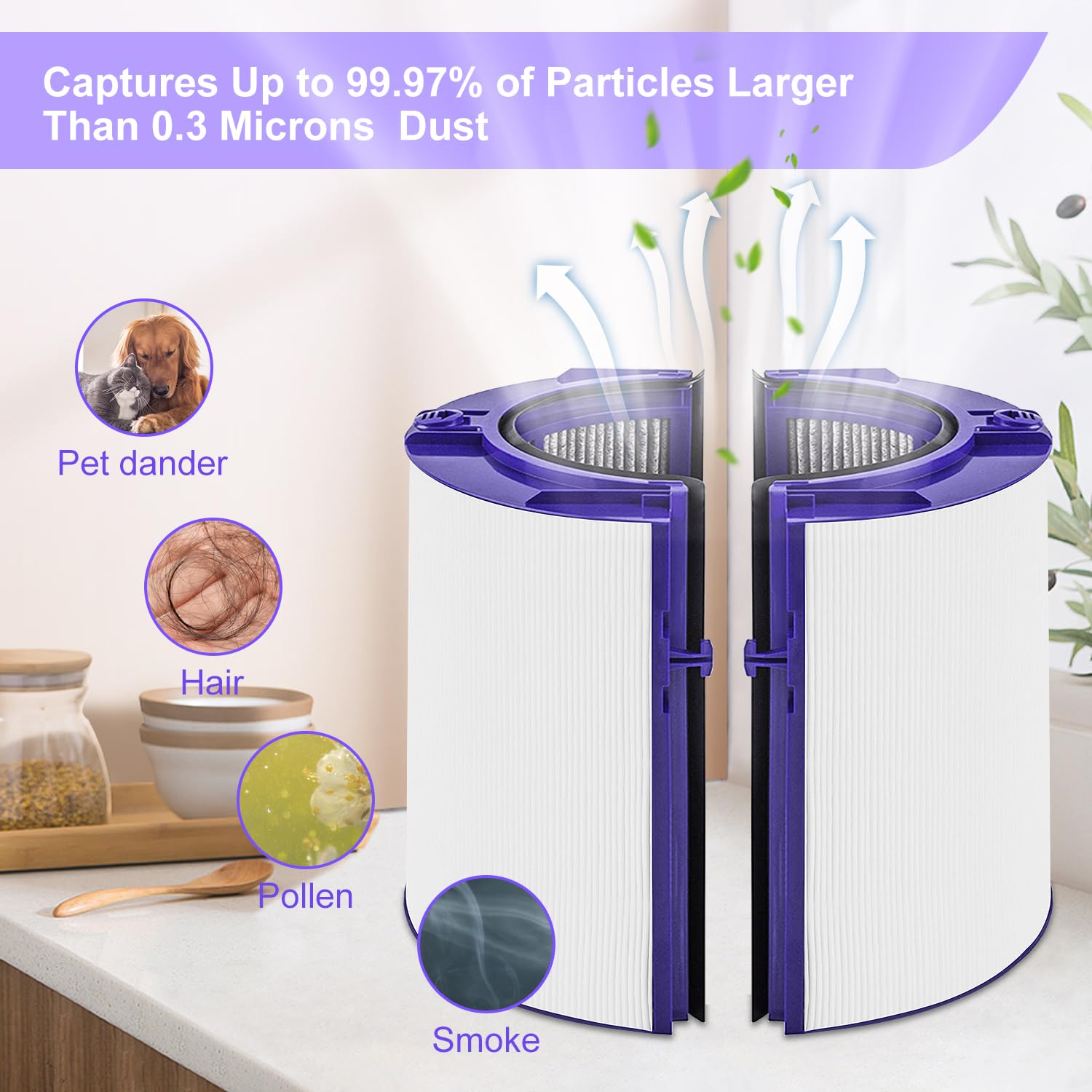 2-IN-1Filter Replacement Compatible with Dyson PH01 HP07 HP10 TP07 TP10 TP09 HP09 HP06 TP06-360 Combi Glass Pure Cool Hot Humidify Fan Filter & Activated Carbon Filter (1 Pack)