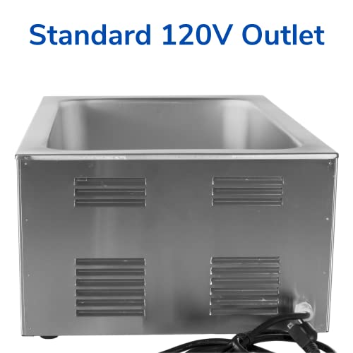 Chef’s Supreme 22x14 Commercial Full-Size Portable Steam Table Food Warmer – Electric 120V, Stainless Steel Housing, NSF Approved