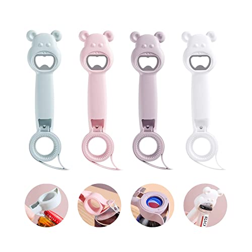 4 in 1 Multi Function Can Opener Bottle, Cute bear Opener for Elderly, Bar Tool Accessories for Jelly Jars, Wine, Beer and Othe（4pcs）