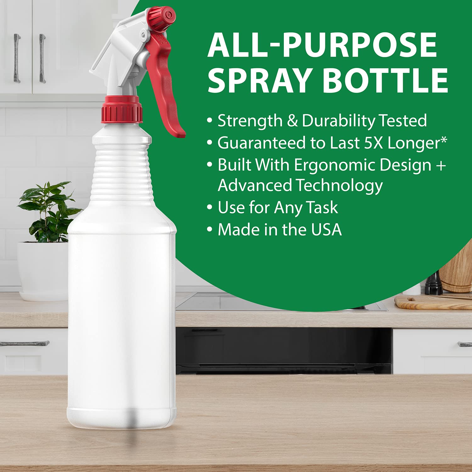 Bar5F Spray Bottle for Cleaning Solutions (24 Oz, 2 Pack) 3X Stronger Heavy-Duty Chemical Resistant 100% Leak-Proof USA Made